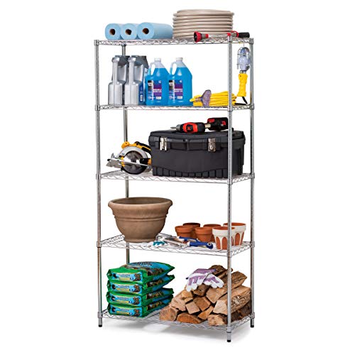 Home Storage Space HSS 5 Tier Wire Shelving Rack, Zinc, 16" Dx36 Wx72 H