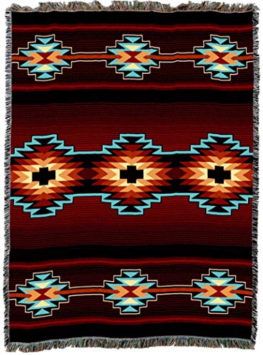 Pure Country Weavers Esme Blanket XL - Southwest Native American Inspired - Gift Tapestry Throw Woven from Cotton - Made in The USA (82x62)