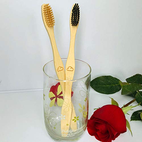 Goaycer Bamboo Toothbrush Medium Bristle, 10Pcs Biodegradable Bulk Wooden Toothbrushes