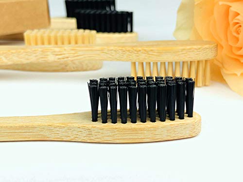 Goaycer Bamboo Toothbrush Medium Bristle, 10Pcs Biodegradable Bulk Wooden Toothbrushes