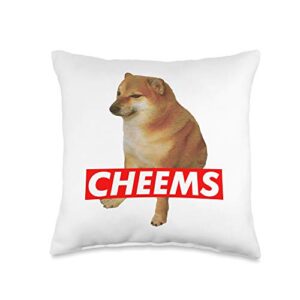 doge cheems shiba inu meme throw pillow, 16x16, multicolor