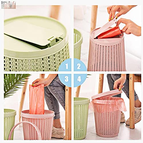 Hosaire Waste Basket Trash Can Kitchen Waste Basket with Cover for Bathroom Home Office Dorm Kids Room 1 Pcs