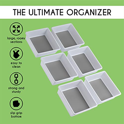 LIVORINI Drawer Organizers | Kitchen Drawer Organizer, Desk Drawer Organizer, Junk Drawer Organizer | Organization and Storage Tray [6 Pcs]