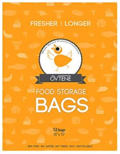 ovtene food storage bags for cheese, meat, and produce - keeps food fresher longer (12 large bags 10”x15”)