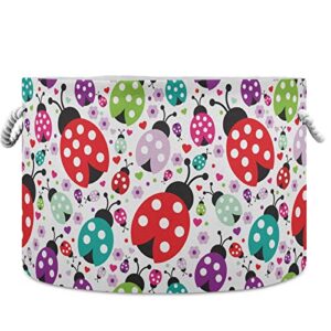 visesunny cute ladybug polka dot laundry baskets fabric storage bin storage box collapsible storage basket toy clothes shelves basket for bathroom,bedroom,nursery,closet,office