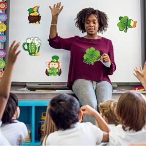 40 Pieces St Patricks Decorations, Shamrock Cutouts Leprechaun Beer Gold Coins Lucky Irish Saint Patrick Ornaments with 40 Pieces Glue Point Dots for Bulletin Board Classroom Supplies Favors