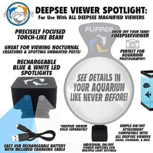 FL!PPER DeepSee Aquarium Magnifier Magnetic Viewer, Orange Filter Lens & Rechargeable LED Spotlights – Fish Tank Magnifying Glass – Flipper Fish Tank Accessories, 5"