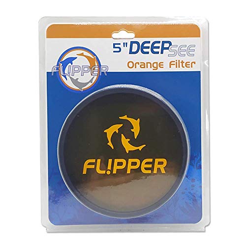 FL!PPER DeepSee Aquarium Magnifier Magnetic Viewer, Orange Filter Lens & Rechargeable LED Spotlights – Fish Tank Magnifying Glass – Flipper Fish Tank Accessories, 5"