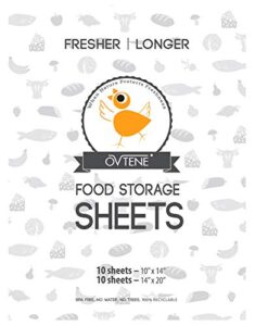 ovtene food storage sheets for cheese, meat, and produce - keeps food fresher longer (20 sheets)