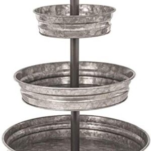 BELMAKS Tiered Tray 3 Tiered Stand Three Tear Serving Tray Farmhouse Cupcake Stand Cupcake Stand Galvanized Metal Tier Tray Three Tier Tray Farmhouse Galvanized Tiered Serving Stand Three Tier Tray