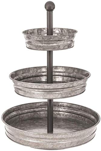 BELMAKS Tiered Tray 3 Tiered Stand Three Tear Serving Tray Farmhouse Cupcake Stand Cupcake Stand Galvanized Metal Tier Tray Three Tier Tray Farmhouse Galvanized Tiered Serving Stand Three Tier Tray