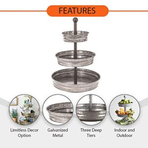 BELMAKS Tiered Tray 3 Tiered Stand Three Tear Serving Tray Farmhouse Cupcake Stand Cupcake Stand Galvanized Metal Tier Tray Three Tier Tray Farmhouse Galvanized Tiered Serving Stand Three Tier Tray