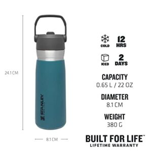 Stanley IceFlow Stainless Steel Water Bottle with Straw 0.65L / 22OZ Lagoon – Leakproof Insulated Water Bottle - Keeps Cold for 12+ Hours - BPA-Free Thermos Flask - Dishwasher Safe