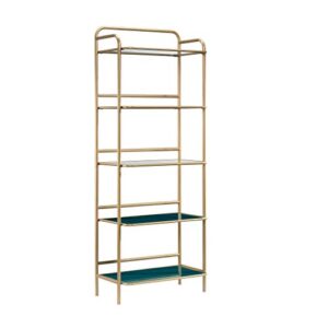 sauder coral cape bookcase, l: 24.09" x w: 13.78" x h: 62.99", satin gold finish