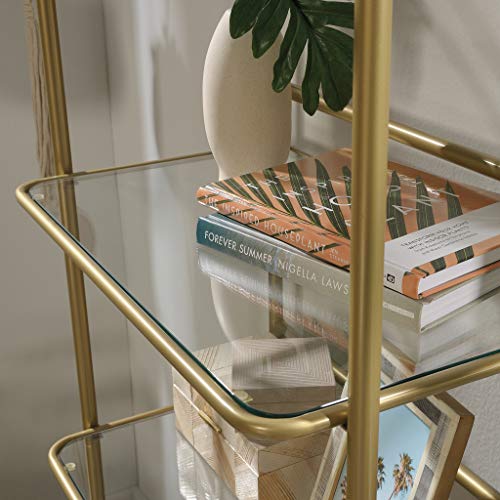 Sauder Coral Cape Bookcase, L: 24.09" x W: 13.78" x H: 62.99", Satin Gold Finish