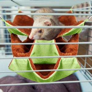 3 Pieces Small Animal Hanging Hammock Warm Pet Cage Hammock Soft Pet Sleep Nap Sack Triple-layer Hanging Hammock Bed for Chinchilla Parrot Sugar Glider Ferrets Rat Hamster Rat Playing and Sleeping