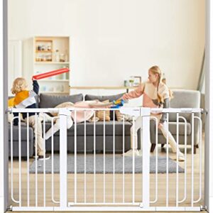 Mom's Choice Awards Winner-Cumbor 29.7-57" Baby Gate for Stairs, Extra Wide Dog Gate for Doorways, Pressure Mounted Walk Through Safety Child Gate for Kids Toddler, Tall Pet Puppy Fence Gate, White