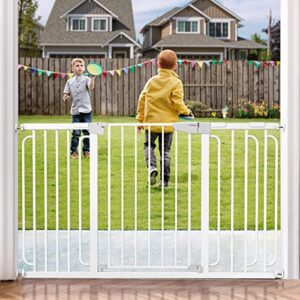 Mom's Choice Awards Winner-Cumbor 29.7-57" Baby Gate for Stairs, Extra Wide Dog Gate for Doorways, Pressure Mounted Walk Through Safety Child Gate for Kids Toddler, Tall Pet Puppy Fence Gate, White