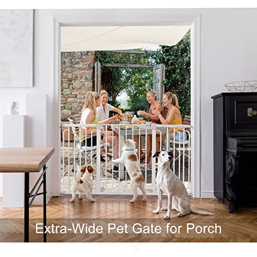 Mom's Choice Awards Winner-Cumbor 29.7-57" Baby Gate for Stairs, Extra Wide Dog Gate for Doorways, Pressure Mounted Walk Through Safety Child Gate for Kids Toddler, Tall Pet Puppy Fence Gate, White