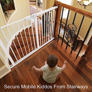 Mom's Choice Awards Winner-Cumbor 29.7-57" Baby Gate for Stairs, Extra Wide Dog Gate for Doorways, Pressure Mounted Walk Through Safety Child Gate for Kids Toddler, Tall Pet Puppy Fence Gate, White