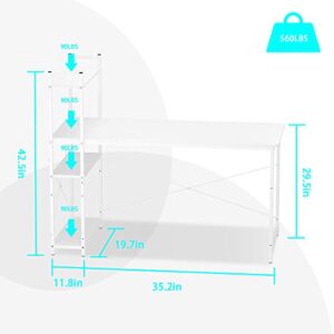 FSTAR Computer Desk with Storage Shelves, 47 Inch Home Office Desks, Study Writing Table for Home Office, Modern Simple Style, Easy Assembly