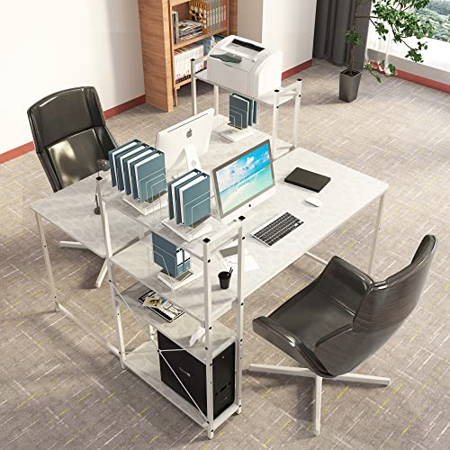 FSTAR Computer Desk with Storage Shelves, 47 Inch Home Office Desks, Study Writing Table for Home Office, Modern Simple Style, Easy Assembly