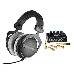 beyerdynamic DT 770 PRO Headphones (250 Ohm) Bundle with Compact 4-Channel Stereo Headphone Amplifier (2 Items)