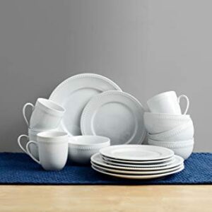 Everyday White by Fitz and Floyd Beaded 16 Piece Dinnerware Set, Service for 4