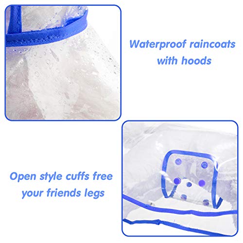 2 Pieces Pet Dog Raincoat Clear Pet Waterproof Clothes Hooded Rain Jacket Plastic Puppy Rain Poncho Pet Rainwear for Small Medium Dog (Blue and Green,S)