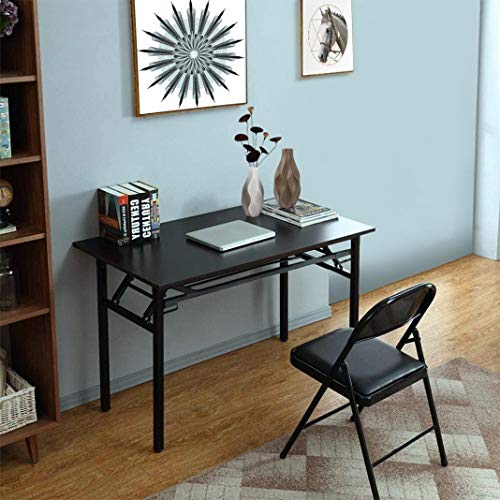 YYMN Portable and Compact Folding Desk,Home Office Desk 47 inches Folding Computer Table Activity Table with Storage Layer,Gaming Study Writing Workstation,No Install