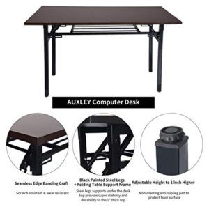 YYMN Portable and Compact Folding Desk,Home Office Desk 47 inches Folding Computer Table Activity Table with Storage Layer,Gaming Study Writing Workstation,No Install