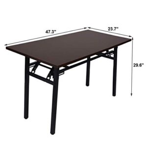 YYMN Portable and Compact Folding Desk,Home Office Desk 47 inches Folding Computer Table Activity Table with Storage Layer,Gaming Study Writing Workstation,No Install