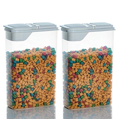 2 Pack Cereal, Snack, and Dry Goods 4 Quart Food Storage Keeper and Dispenser Container with Flip Top Lid