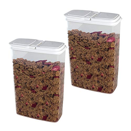 2 Pack Cereal, Snack, and Dry Goods 4 Quart Food Storage Keeper and Dispenser Container with Flip Top Lid