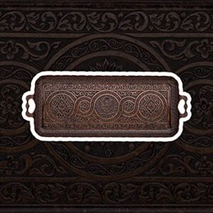 Turkish Ottoman Coffee Tea Beverage Serving Rectangle Tray (Small Tray) (13 INC*5.5 INC) (Copper)