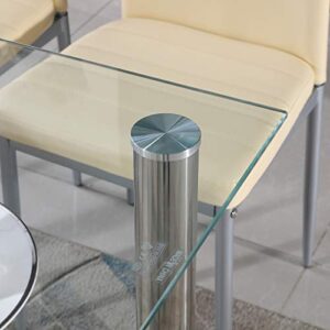 COSVALVE Tempered Glass Dining Table,Table with Rust Resistant Legs,for Kitchen Dining Room Restaurant Coffee Shop Domestic 28in x 43in(Clear Dining Table)