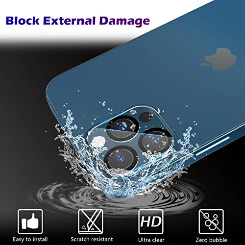 [3 Pack] CloudValley Camera Lens Protector for iPhone 12 Pro Max, 6.7'' Tempered Glass + Camera Lens Cover, 9H Hardness, 6.7 inch, HD Clear, Bubble Free, Easy Install, Scratch-Resistant