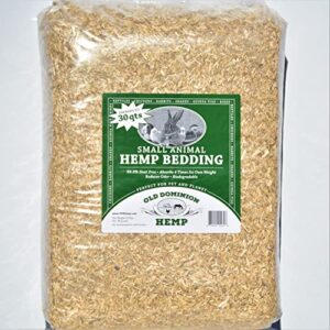 old dominion hemp small animal hemp bedding, low du, expands to 30 quarts, reduces odors, chicken bedding, rabbit bedding, reptile bedding, hamer bedding, gerbil bedding, rat & mice bedding