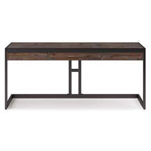 SIMPLIHOME Erina SOLID WOOD and Metal Modern Industrial 72 inch Wide Home Office Desk, Writing Table, Workstation, Study Table Furniture in Rustic Natural Aged Brown with 2 Drawers