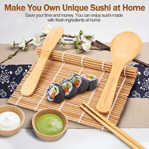 9PCS Premium Sushi Making Kit, Thicken Bamboo Sushi Mat, Including 2 Sushi Roller, 5 Pairs of Reusable Chopsticks, 1 Paddle, 1 Spreader, Sushi Maker Kit Set Ideal for Beginners by GOSGOONE