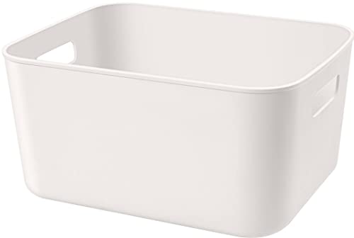 Amyup Set Of 2 Plastic Storage Bins,10.5×8×5.5" Versatile Kitchen Pantry Organization and Storage,for Plastic Storage Container Under Bed,Under Sink Bathroom Organizer (2 Pack Medium, White)