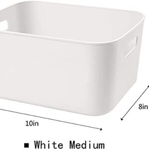 Amyup Set Of 2 Plastic Storage Bins,10.5×8×5.5" Versatile Kitchen Pantry Organization and Storage,for Plastic Storage Container Under Bed,Under Sink Bathroom Organizer (2 Pack Medium, White)