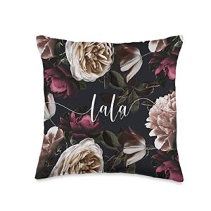 lala personalized girls & womens name gifts lala-elegant floral rose & peony personalized name throw pillow, 16x16, multicolor