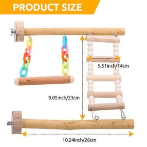 SAWMONG Bird Playground Parrot Stand Birdcage Playstand Pet Play Climb Gym Parakeet Cage Decor Budgie Perch Stand with Ladder and Swing Bird Chew Toys Wooden Perch for Conure Cockatiel Finch