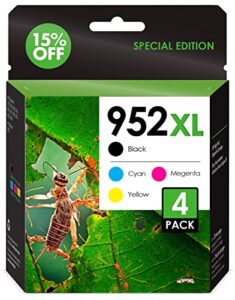 inkjetsclub compatible ink cartridge replacement for hp 952xl printer ink. works with officejet pro 8710 8720 7720 7740 8210 8715 8725 8730 printers. 4 pack(black, cyan, magenta, yellow)