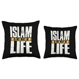 In The Name Of Allah Gifts Islam Believe Symbol Muslim Sign Ramadan Religion Gift Throw Pillow, 18x18, Multicolor