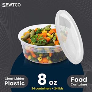 [24 sets - 8 oz.] plastic deli food storage freezer containers with airtight lids plastic deli containers with lids, slime, soup, bpa free stackable leakproof microwave/dishwasher/freezer safe