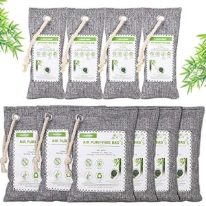 10 pack bamboo charcoal air purifying bags, activated charcoal air freshener, nature fresh air purifier bags, smell absorbers for home, pet, closet, car, mildew (6x200g, 4x50g) (10)