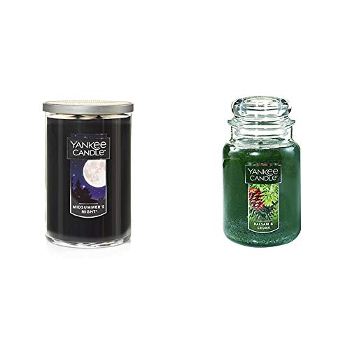 Yankee Candle Large 2-Wick Tumbler Candle, MidSummer's Night & Large Jar Candle Balsam & Cedar