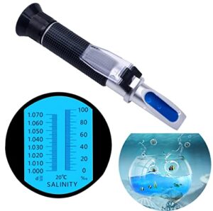 hallocool salinity refractometer for aquarium seawater marine fishkeeping saltwater refractometer dual scale specific gravity salinity tester 0-100‰ & 1.000-1.070 salinity hydrometer with atc